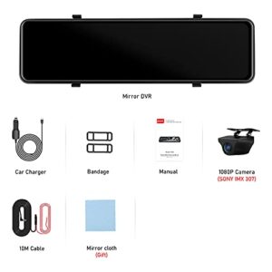 【Newest 11''】 Mirror Dash Cam Front and Rear Dual 1080P Rear View Mirror Camera FHD IPS Full Touch Screen Rearview Dashcam Waterproof Backup Camera with Enhanced Night Vision 170° Wide Angle for Cars