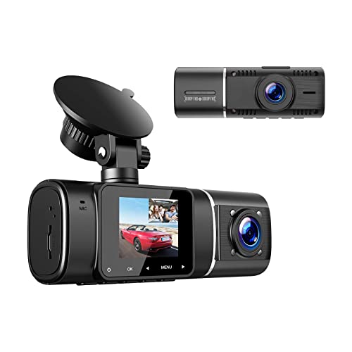 1080P Dual Dash Cam Front and Cabin Car Dashboard Camera with IR Night Vision,1.5in LCD Driving Recorder Motion Detection Parking Monitoring Accident Locked Loop Recording