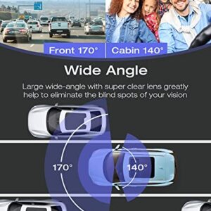 1080P Dual Dash Cam Front and Cabin Car Dashboard Camera with IR Night Vision,1.5in LCD Driving Recorder Motion Detection Parking Monitoring Accident Locked Loop Recording