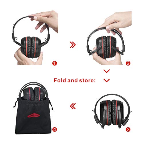 SIMOLIO 3 Pack of Wireless Car Headphones, IR Headphones for Kids in Car Wireless Entertainment, Foldable Wireless DVD Headphones with Travelling Bag, Universal Rear Entertainment System Headsets