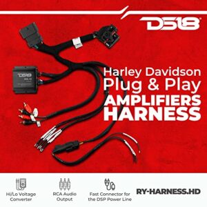 DS18 RY-Harness.HD Harley Davidson Plug and Play Harness for Amplifiers, 4 Channel RCA Pre-Output Ready to Use - Great for Upgrade Your Motorcycle Sound System