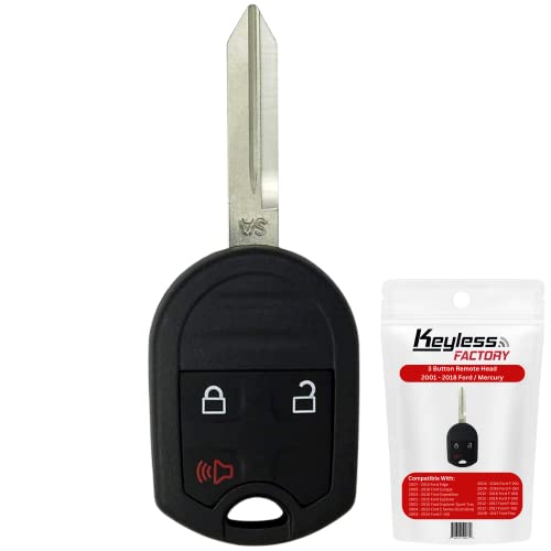 Keyless Factory 3-Button Remote Head Car Key Fob OEM Replacement Uncut Keyless Entry Control for 2001-2018 Ford Edge Explorer Expedition F150 Fusion Ranger Mercury Monterey OUCD6000022 164-R8070