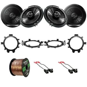 4x pioneer tsg1620f 6.5″ 2-way coaxial car speakers, 4x metra speaker wire harness, 4x speaker mounting brackets adaptors, 16-gauge 50 foot wire (select 1995-2009 vehicles)