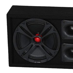 Q Power Chuchero Dual Pre Loaded 10 Inch Speaker Sub Box Enclosure w/ 2 Tweeters