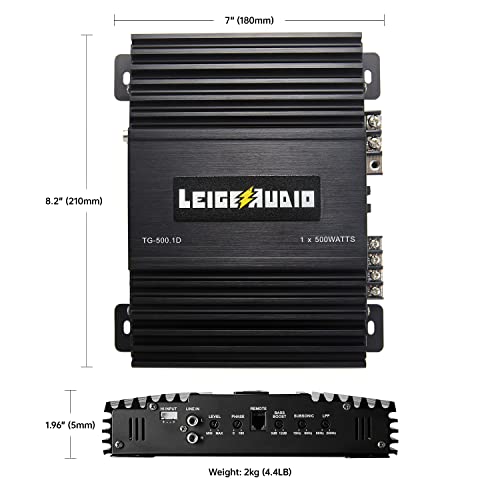 LEIGESAUDIO 500 Watts MonoBlock Amplifier, Class D, 1 Ohm Stable Subwoofer Amplifiers for Car Audio Speakers