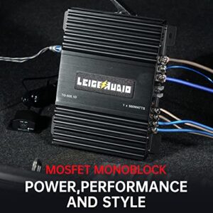 LEIGESAUDIO 500 Watts MonoBlock Amplifier, Class D, 1 Ohm Stable Subwoofer Amplifiers for Car Audio Speakers