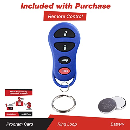 KeylessOption Keyless Entry Remote Control Car Key Fob Replacement for GQ43VT17T 04602260- Blue