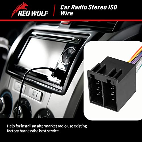 RED WOLF Car Radio 16 Pin ISO Wire Harness Adapter For Semi Truck Freightliner International Peterbilt Volvo Sterling Mack Kenworth Stereo Connector cable Male Plug to JVC Pioneer Kenwood Sony Android