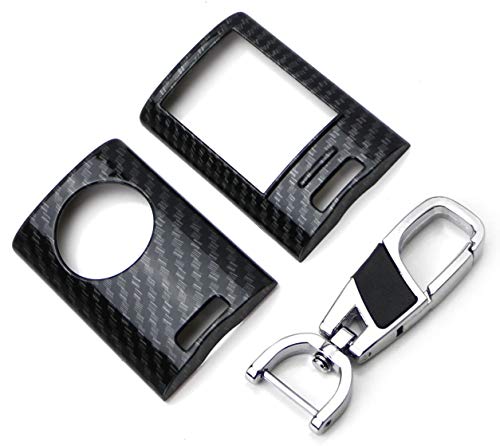 iJDMTOY Glossy Black Carbon Fiber Finish Exact Fit Key Fob Shell Cover w/Keychain Compatible with Cadillac ATS CTS DTS XTS SRX STS Escalade or Chevrolet C7 Corvette, etc