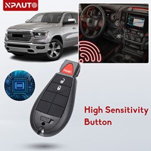 NPAUTO Key Fob Fobik Replacement for Dodge Ram 1500 2013-2021, Ram 2500 3500 4500 5500 2013 2014 2015 2016 2017 2018 Truck Keyless Entry Remote Control Key Fobs (GQ4-53T, 3 Buttons, 433 MHz, 2-Pack)