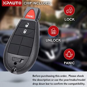 NPAUTO Key Fob Fobik Replacement for Dodge Ram 1500 2013-2021, Ram 2500 3500 4500 5500 2013 2014 2015 2016 2017 2018 Truck Keyless Entry Remote Control Key Fobs (GQ4-53T, 3 Buttons, 433 MHz, 2-Pack)