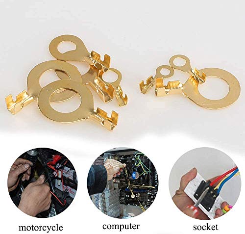 150 Pcs Cable Ring Terminal Ring Cable Lugs Copper Lugs Ring Terminals Connectors Brass Crimp Cable Connector Wire Terminals Assortment Kit