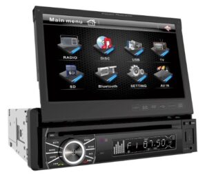 power acoustik ptid-8920b in-dash dvd am/fm receiver with 7-inch flip-out touchscreen monitor and usb/sd input