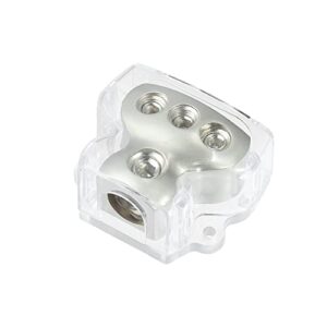 x autohaux 0 gauge in 4 gauge out 3 way power distribution block for car audio splitter transparent base cover