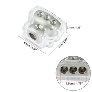 X AUTOHAUX 0 Gauge in 4 Gauge Out 3 Way Power Distribution Block for Car Audio Splitter Transparent Base Cover