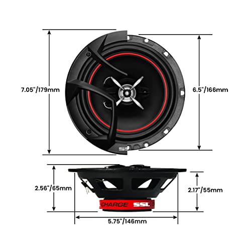 Sound Storm Laboratories CG653 Charge Series 6.5 Inch Car Stereo Door Speakers - 325 Watts Max, 3 Way, Full Range Audio, Tweeters, Coaxial, Sold in Pairs