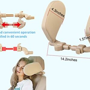 Car Headrest Pillow Road Pal Headrest Car Seat Head Neck Support Adjustable Headrest Neck Support for Kids Adults (Beige)