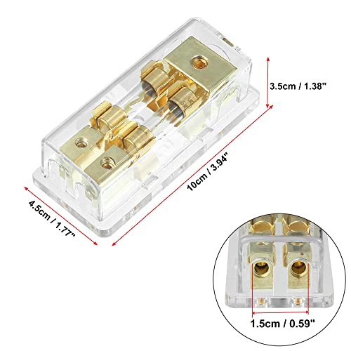 X AUTOHAUX 4 Gauge in 8 Gauge Out with AGU Fuse 60A Holder 2 Way Stereo AMP Power Ground Distribution Block for Car Audio Splitter