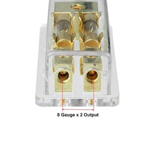 X AUTOHAUX 4 Gauge in 8 Gauge Out with AGU Fuse 60A Holder 2 Way Stereo AMP Power Ground Distribution Block for Car Audio Splitter