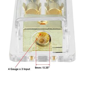 X AUTOHAUX 4 Gauge in 8 Gauge Out with AGU Fuse 60A Holder 2 Way Stereo AMP Power Ground Distribution Block for Car Audio Splitter