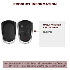 ANGLEWIDE Car Key Fob Keyless Entry Remote SHELL CASE Replacement for 14-19 for Cadillac CTS for Cadillac XTS 15-19 for Cadillac ATS (FCC HYQ2AB) 5 Buttons 1pad