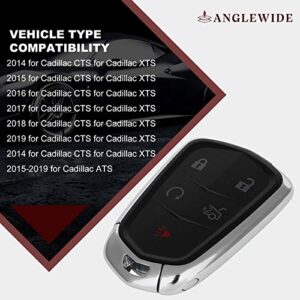 ANGLEWIDE Car Key Fob Keyless Entry Remote SHELL CASE Replacement for 14-19 for Cadillac CTS for Cadillac XTS 15-19 for Cadillac ATS (FCC HYQ2AB) 5 Buttons 1pad