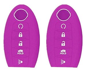 kawihen 2 pcs silicone key fob cover fit for nissan 5 button armada murano maxima altima sedan pathfinder 285e3-3tp5a kr5s180144014（purple）