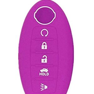 KAWIHEN 2 Pcs Silicone Key Fob Cover Fit for Nissan 5 button Armada Murano Maxima Altima Sedan Pathfinder 285E3-3TP5A KR5S180144014（purple）