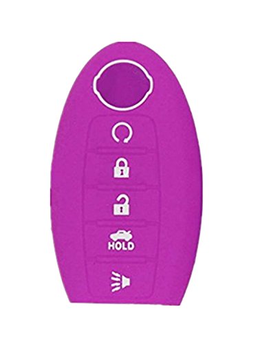 KAWIHEN 2 Pcs Silicone Key Fob Cover Fit for Nissan 5 button Armada Murano Maxima Altima Sedan Pathfinder 285E3-3TP5A KR5S180144014（purple）