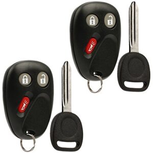 car key fob keyless entry remote with ignition key fits chevy trailblazer/buick rainier/gmc envoy/isuzu ascender/oldsmobile bravada/saab 9-7x (15008008), set of 2