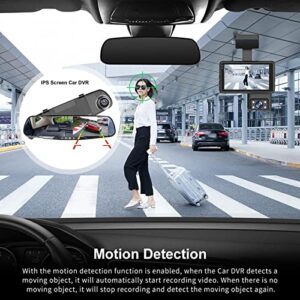 Mirror Dash Cam with Full Screen,Waterproof Backup Camera Rear View Mirror Camera,Front and Rear View Mirror Camera,Night Vision,Anti Glare,SD Card