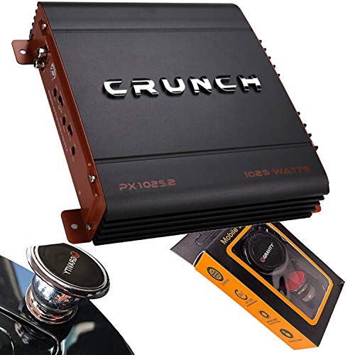 Crunch PX-1025.2 1000 Watts Power X Two Channel Car Audio Amplifier with Gravity Magnet Phone Holder Bundle