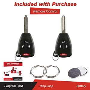 KeylessOption Keyless Remote Start Fob Uncut Car Ignition Key for Chrysler Aspen 07-09 Ram Dakota Durango (Pack of 2)