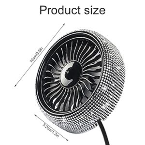 Car Fans with 3 Speeds Car Cooling Fan 360° Rotatable Car Fans with Bling Rhinestones Crystal and LED Light Car Vent Fan USB Car Cooling Air Fan for Cars Vehicles SUVs Vent