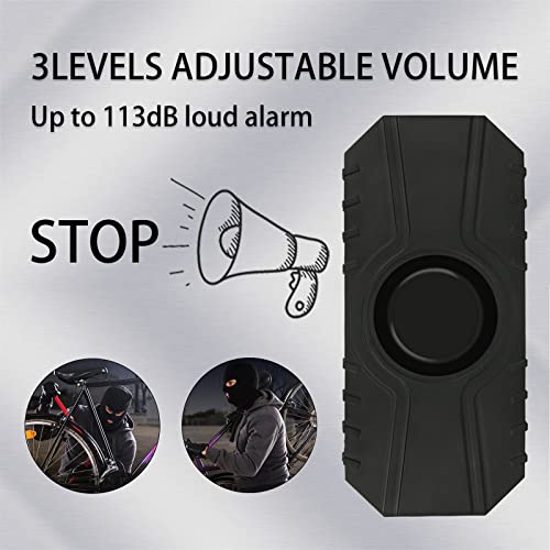 113dB Bike Alarm Wireless Vibration Motion Sensor Waterproof Bicycle Motorcycle Anti-Theft Alarm with Remote Control (with Remote 1 Pack)