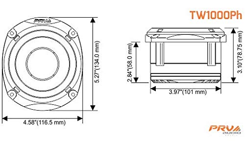 PRV AUDIO Bullet Tweeter TW1000Ph 200 Watts Program Power, Phenolic Diaphragm, 8 Ohm Super Tweeter, 100 Watts RMS, 1.83 in VC, 106dB Pro Audio High Frequency Driver (Single)