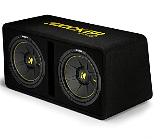 KICKER Bundle Compatible with Universal Vehicle 44DCWC122 CompC Ported Dual 12" Loaded Sub Box with 46CXA8001 Amplifier and HA-AK4 4 Gauge Amp Install Kit