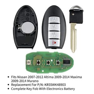 Car Smart Key Fob Replacement Fits for Nissan Altima 2007-2012 /Nissan Maxima 2009-2014 FCC ID: KR55WK48903