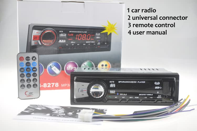 Polarlander Car Radio Audio USB Port SD Card Slot Player Receiver Bluetooth Hands-Free with Remote