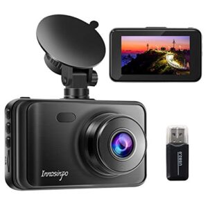 innosinpo dash cam【2021 new version】 1080p fhd dvr car dashboard camera recorder 3″ lcd screen 170° wide angle, super night vision, g-sensor, wdr, parking monitor, loop recording, motion detection