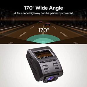 Dash Cam 1080P, Full HD Car Dashboard Camera Recorder, 170° Wide Angle with WDR, G-Sensor, Motion Detection, Supercapacitor, Loop Recording, Ultra Clear Night Vision