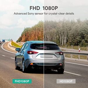 Dash Cam 1080P, Full HD Car Dashboard Camera Recorder, 170° Wide Angle with WDR, G-Sensor, Motion Detection, Supercapacitor, Loop Recording, Ultra Clear Night Vision