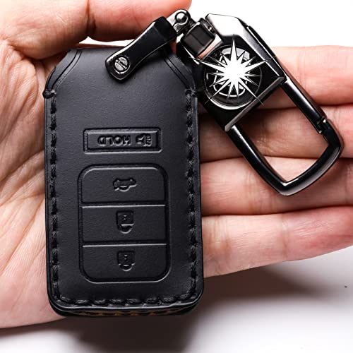 DLUBCZ Keychain Fob Cover Case Compatible with Honda Keyless Remote Control for Civic Accord Pilot CRV HRV CRZ Odyssey Ridgeline JED Crosstour Crider and Spirior etc. (B-Black)