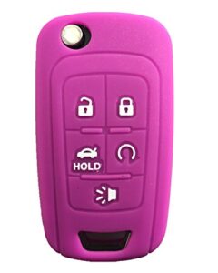 kawihen silicone key fob cover compatible with chevrolet chevy camaro cruze equinox impala malibu sonic oht01060512 kr55wk50073（purple）