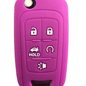 KAWIHEN Silicone Key Fob Cover Compatible with Chevrolet Chevy Camaro Cruze Equinox Impala Malibu Sonic OHT01060512 KR55WK50073（Purple）