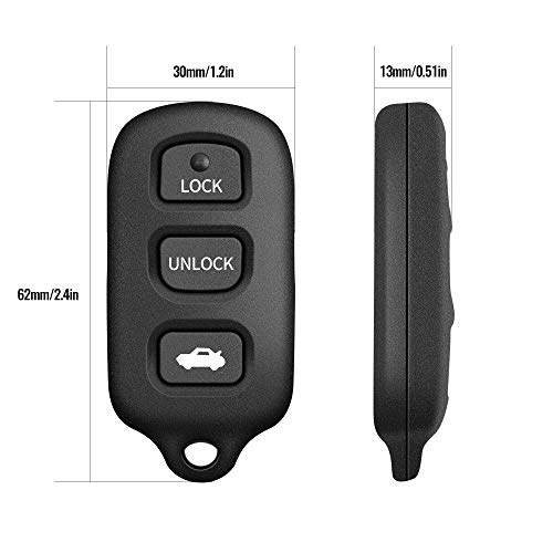 KRSCT Fit for 3-Buttons Keyless Car Entry Smart Replacement Key Fob Toyota Avalon 1998-2004/ Toyota Solara 1998-2004 Key2 (FCC ID: HYQ12BBX)