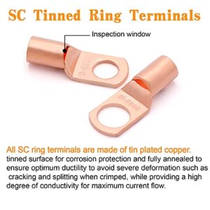 174pcs Copper Battery Cable Ends 14 Sizes Battery Wire Lugs Eyelets Tubular Ring Terminal Connectors SC Terminals for Automotive Supplies AWG2/4/6/8/10/12