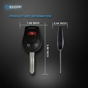 ECCPP Replacement fit for Uncut 315MHz Keyless Entry Remote Key Fob for Infiniti/Series CWTWB1U751A CWTWB1U816A (Pack of 2)