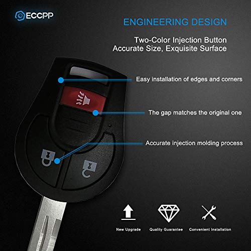 ECCPP Replacement fit for Uncut 315MHz Keyless Entry Remote Key Fob for Infiniti/Series CWTWB1U751A CWTWB1U816A (Pack of 2)