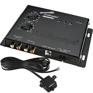 audiopipe xv-bxp-sub 15v car audio system digital sound equalizer epicenter enhancer restoration signal processor bass booster w/ remote knob, black